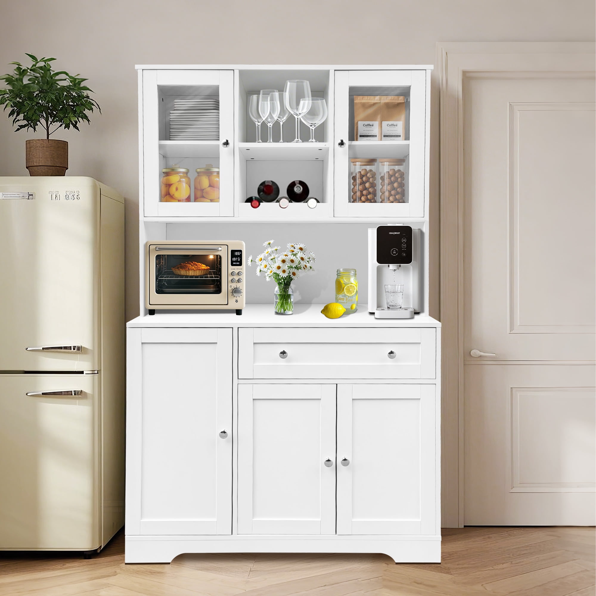 Gaderth Kitchen Food Pantry Cabinet, Tall Pantry Storage Cabinet With ...