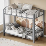Gaderth Metal Bunk Bed Twin Over Twin, Steel Bunk Bed Frame with Arched ...
