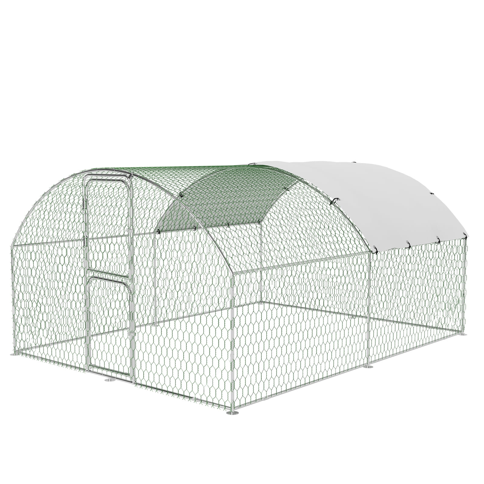 Gaderth Metal Chicken Coop, Double Lockable Doors Hen Run House, Large ...