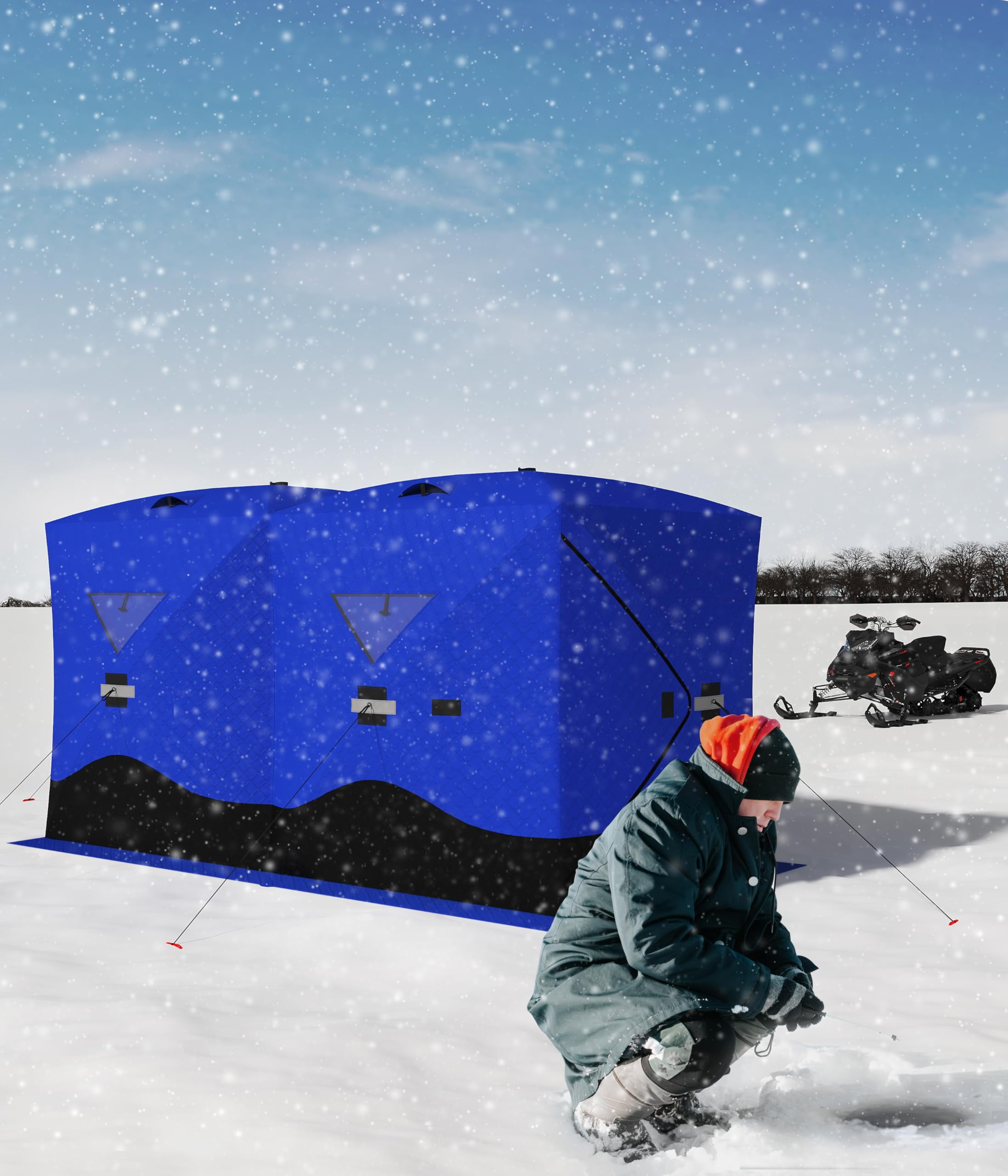 Gaderth Portable Pop Up Ice Fishing Tent,Ice Shelter Ice Fishing Hut ...