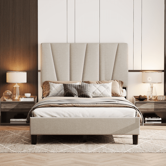 Gaderth Upholstered Platform Bed Frame,Full Bed Frame With Headboard ...