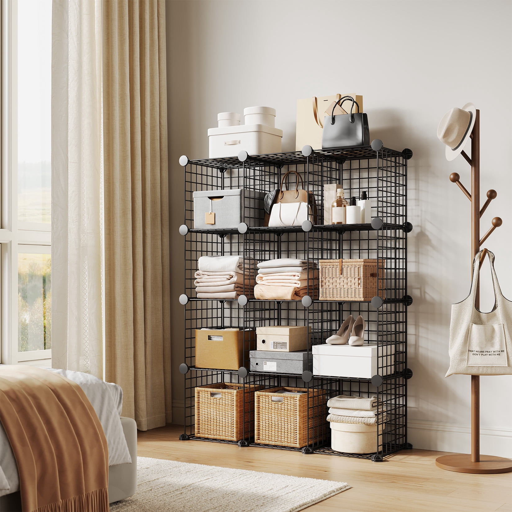 Gaderth Wire Cube Storage, Metal Wire Cube Shelving Unit,12-Cube Closet ...