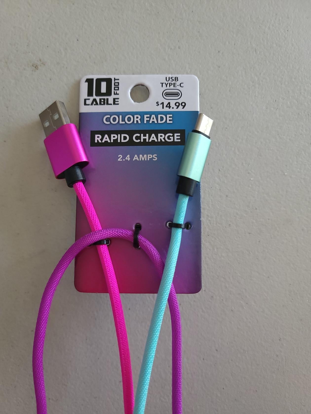 Gadget Gear 10' USB Type-C to Color Fade Cable - Walmart.com