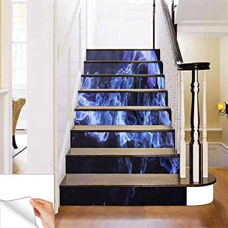 Gadgets wrap printed smoke steps sticker removable stair sticker floor ...