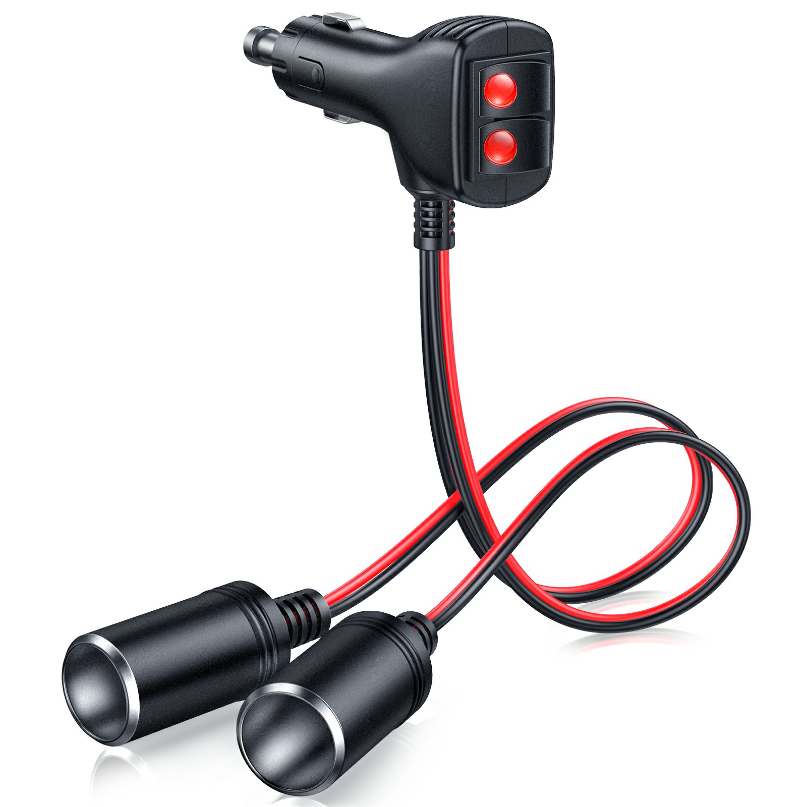 Gadpow 1 to 2 Car Cigarette Lighter Splitter Adapter Power Charger Port ...