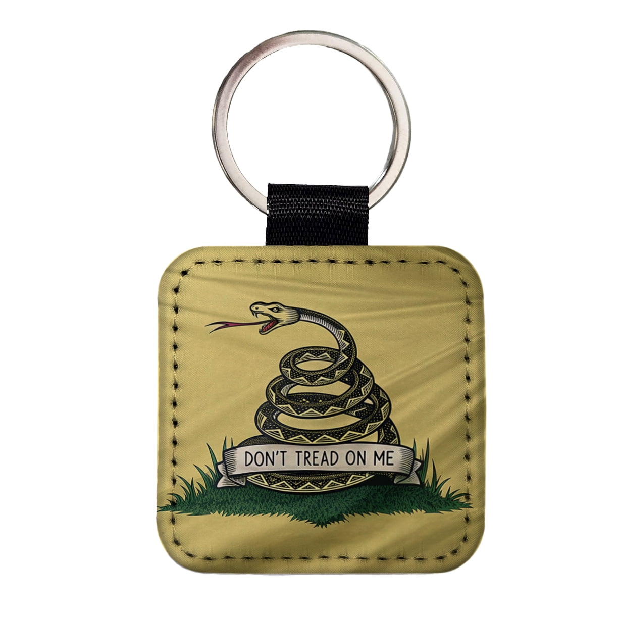 Gadsden Flag Don't Tread On Me Flag Faux Leather Square Keychain ...