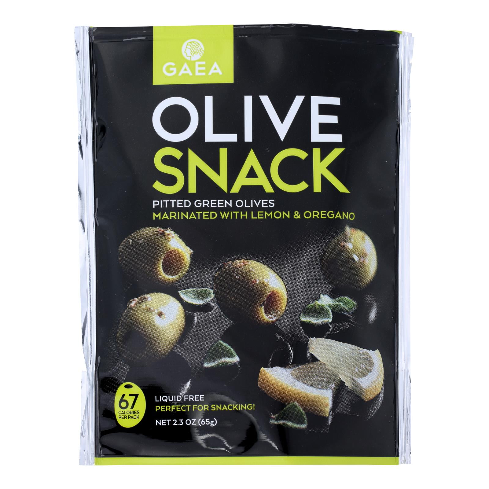 Gaea Olives Green Pitted With Oregano And Lemon Snack Pack, 2.3 Oz ...