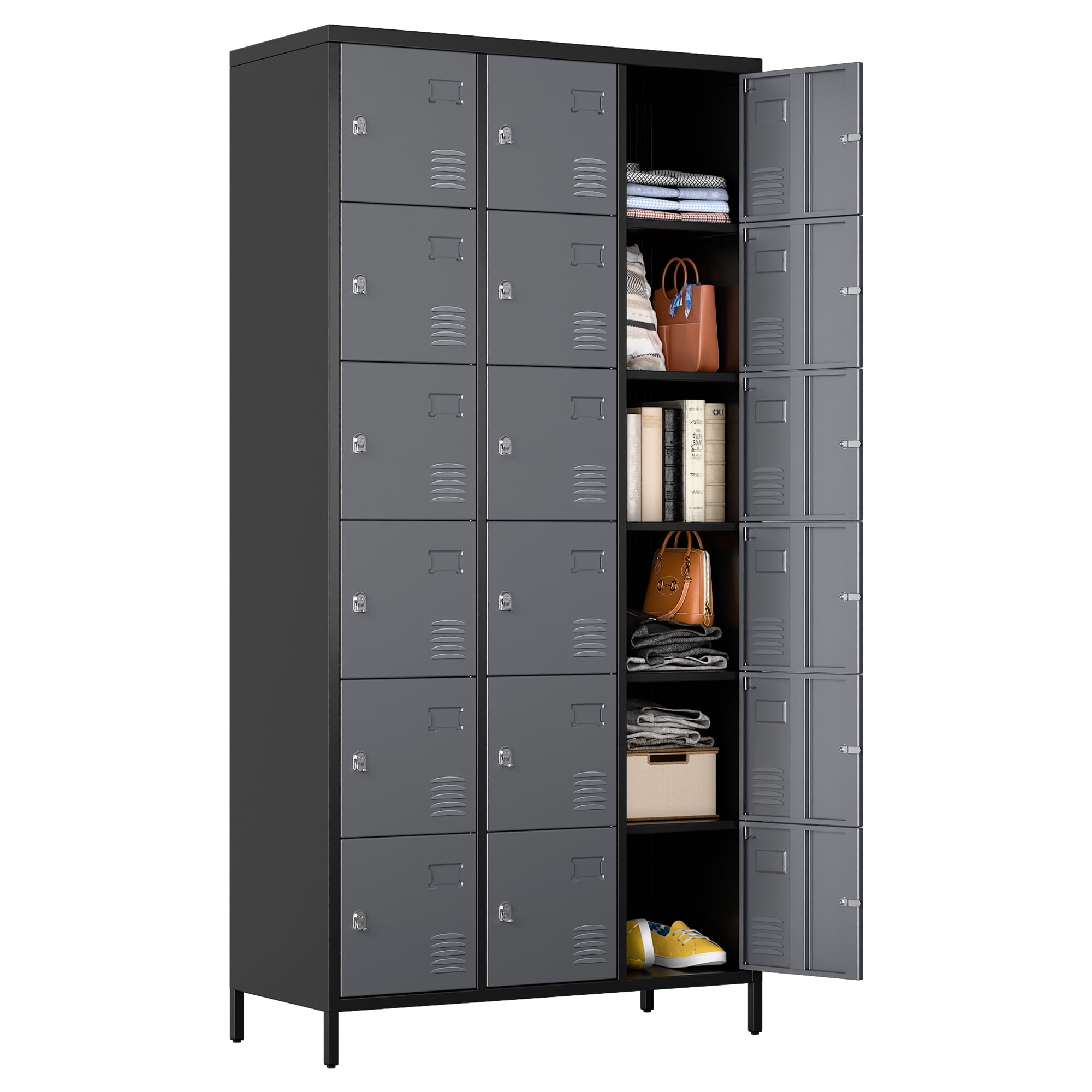Gaeanet 18 Doors Metal Locker for School Office Gym Bedroom,Steel ...