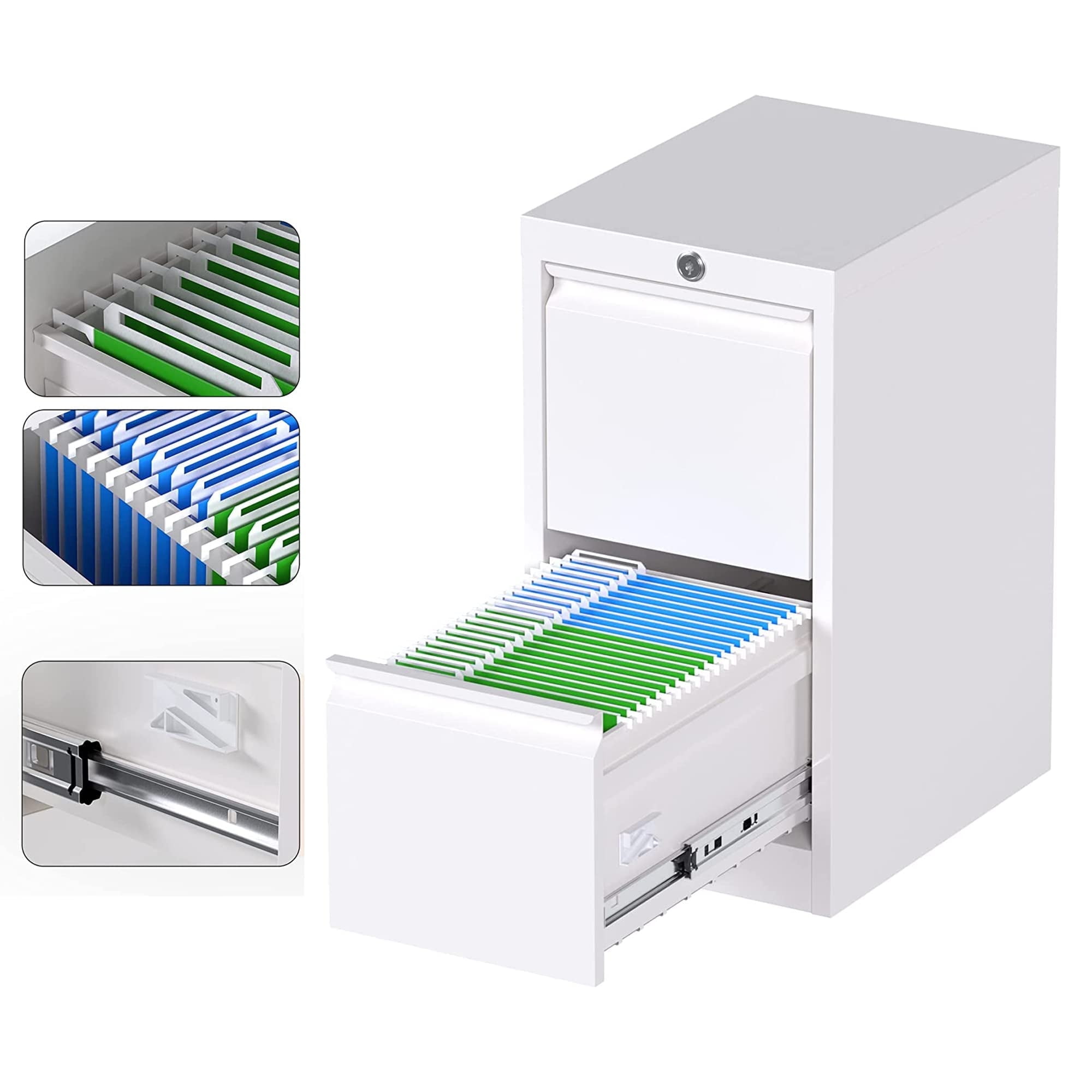 Gaeanet 2 Drawer File Cabinet, Metal Vertical File Storage Cabinet with Lock, Office Home Steel ...