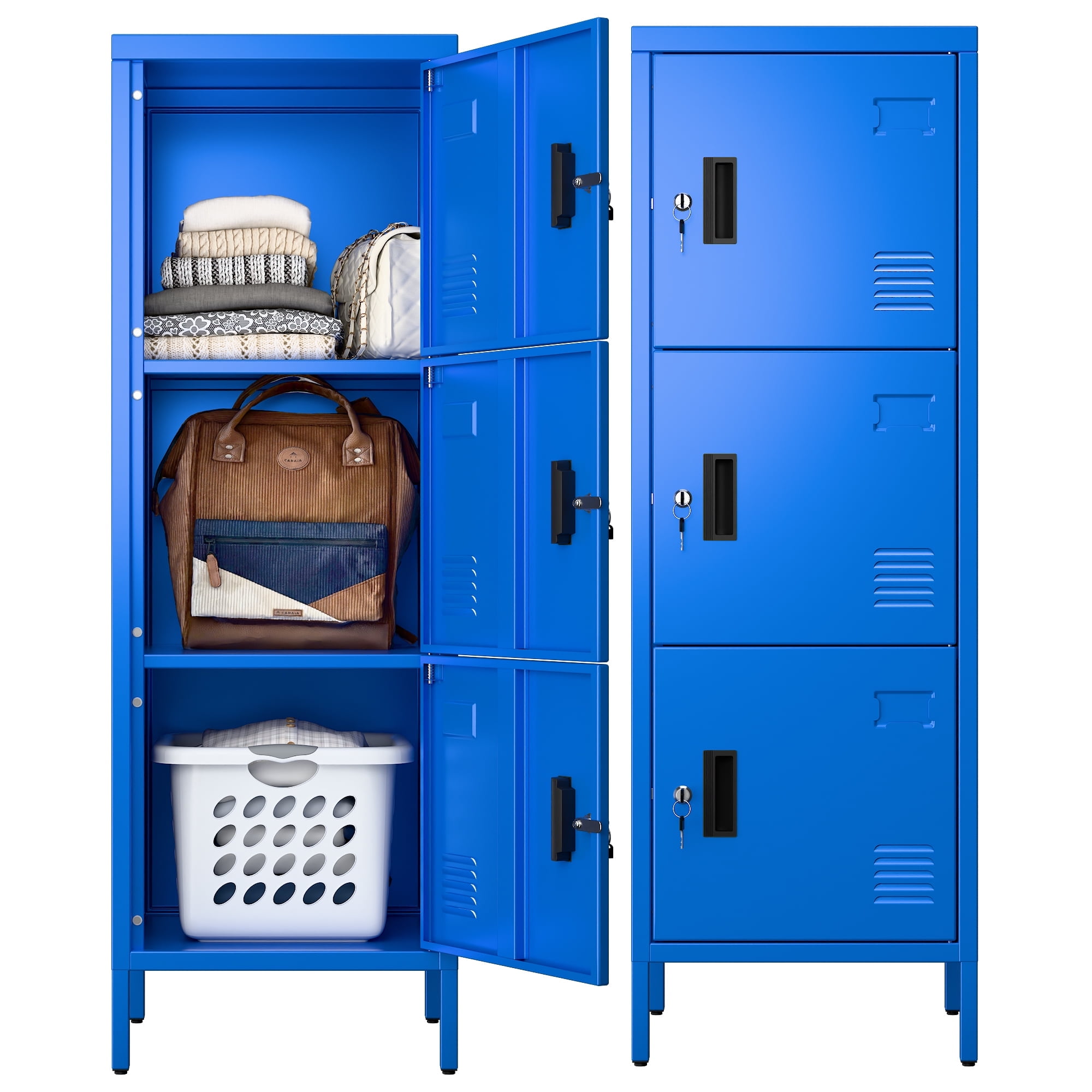Gaeanet 3 Door Metal Storage Locker with Lock,Steel Locker with Name ...