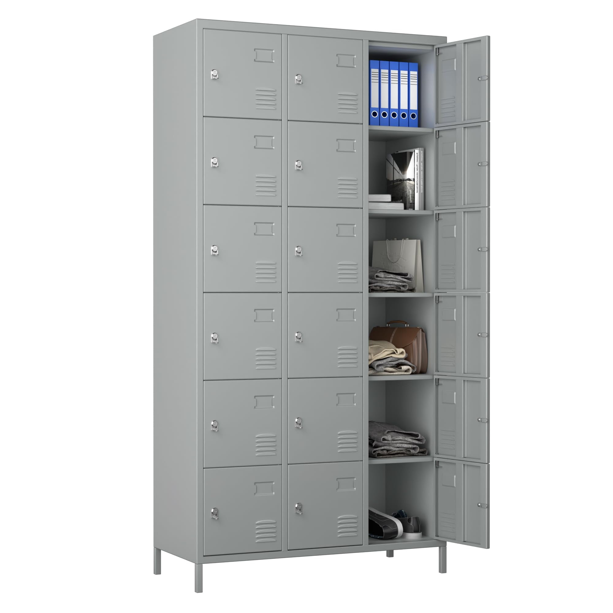 Gaeanet Metal Locker for School Office Gym Bedroom, 18 Doors Steel ...