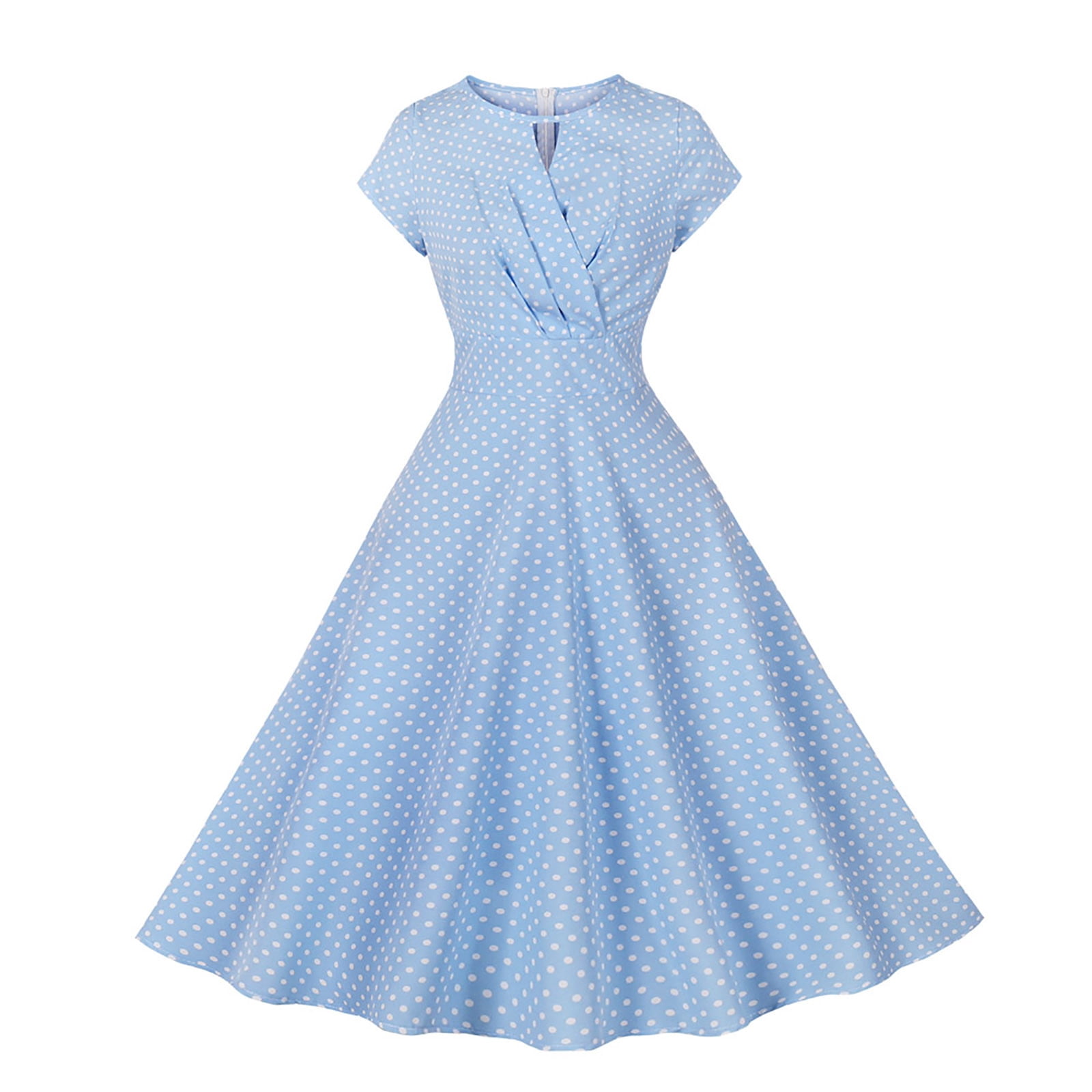 Gaecuw 50s Dresses for Women Vintage Notch Neck Short Sleeve Retro ...