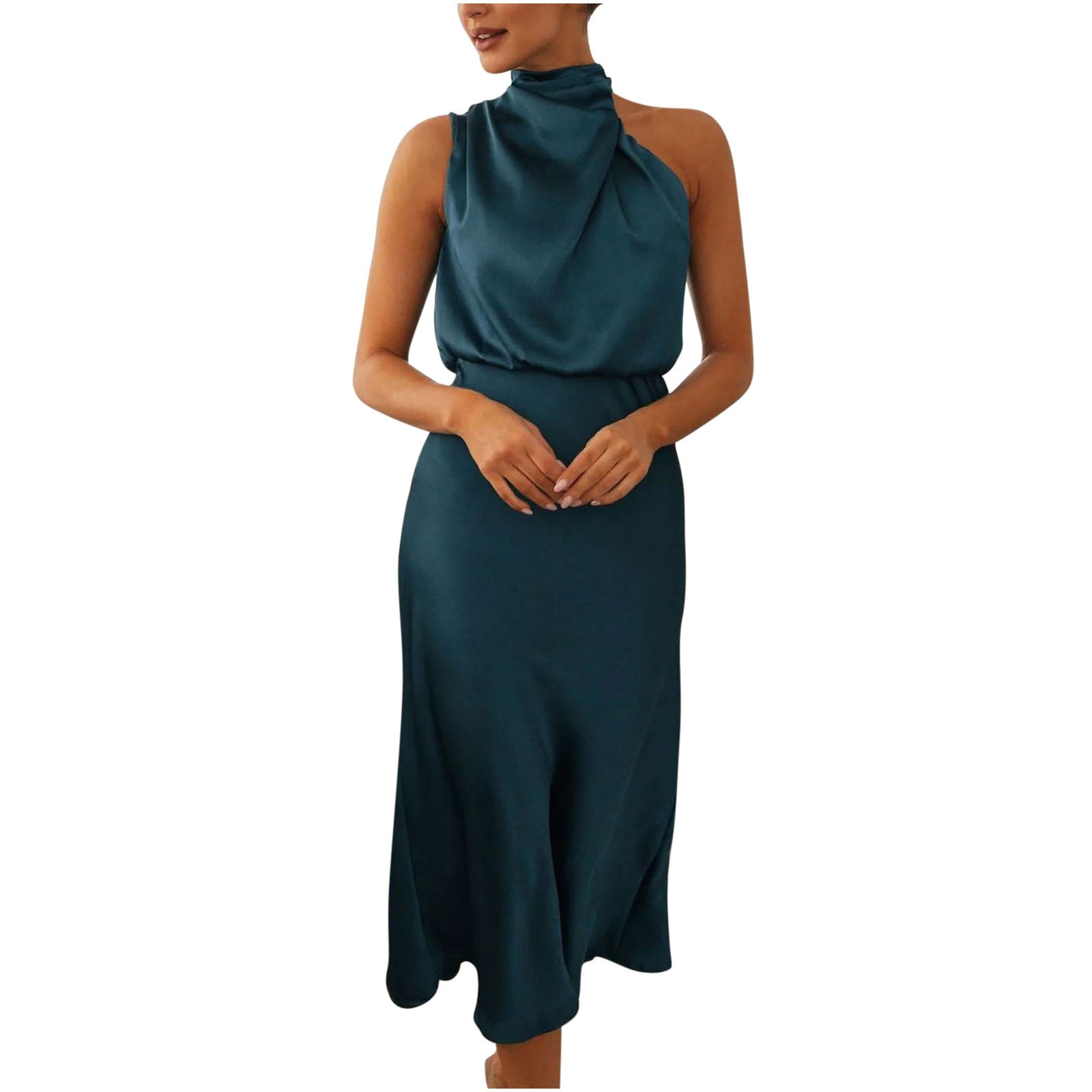 Gaecuw Cocktail Dresses for Women Evening Party Crew Neck Sleeveless ...