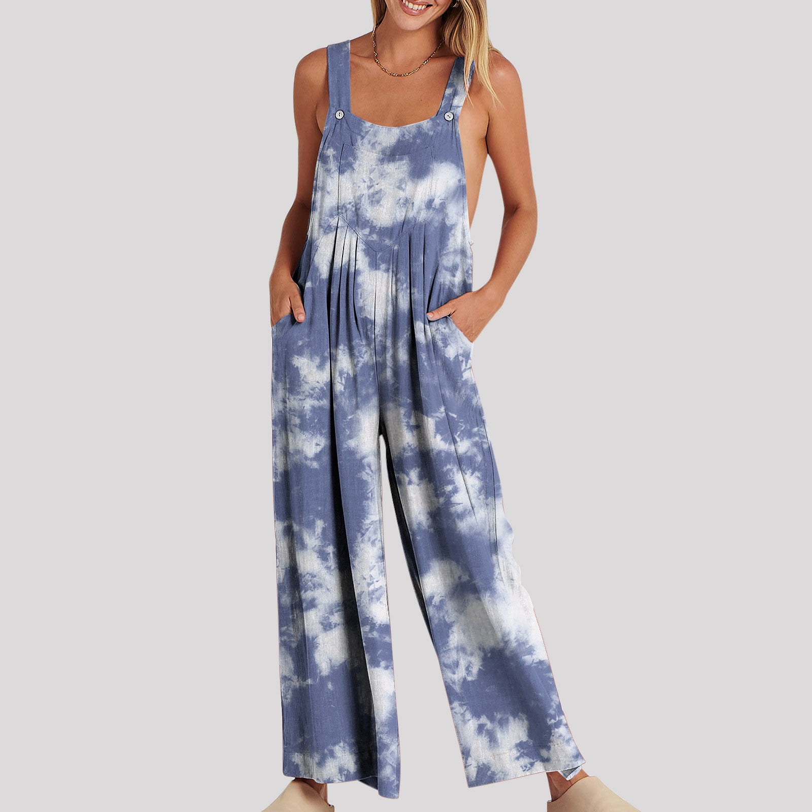 Gaecuw Dressy Jumpsuits for Women Sleeveless Cold Shoulder Overall with ...