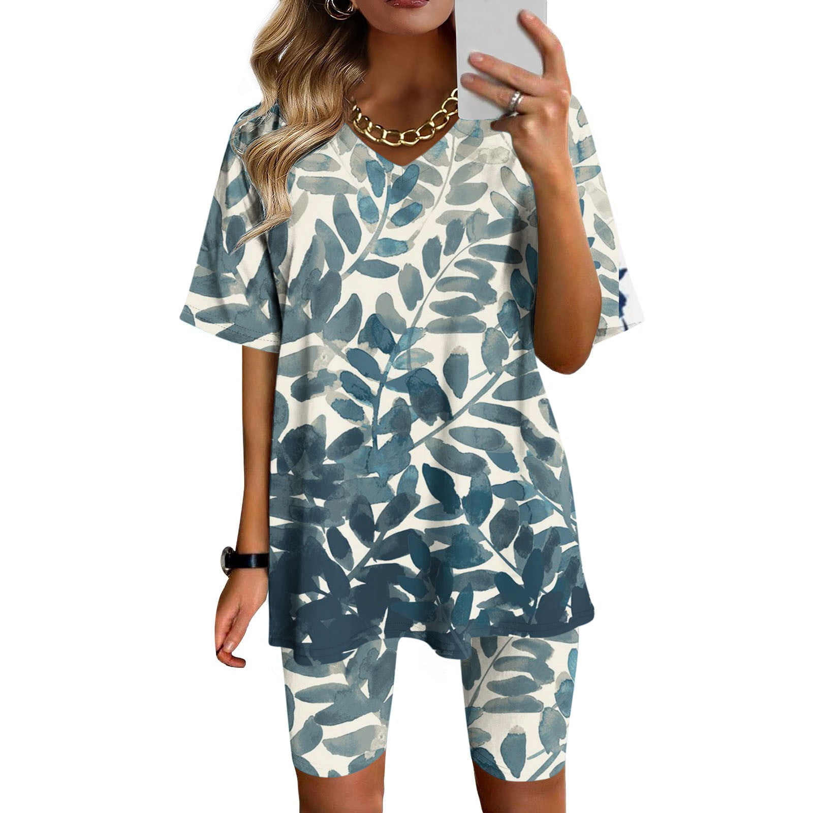 Gaecuw Plus Size Short Sets for Women 2 Piece Plus Size Outfits Short Sleeve Cold Shoulder ...