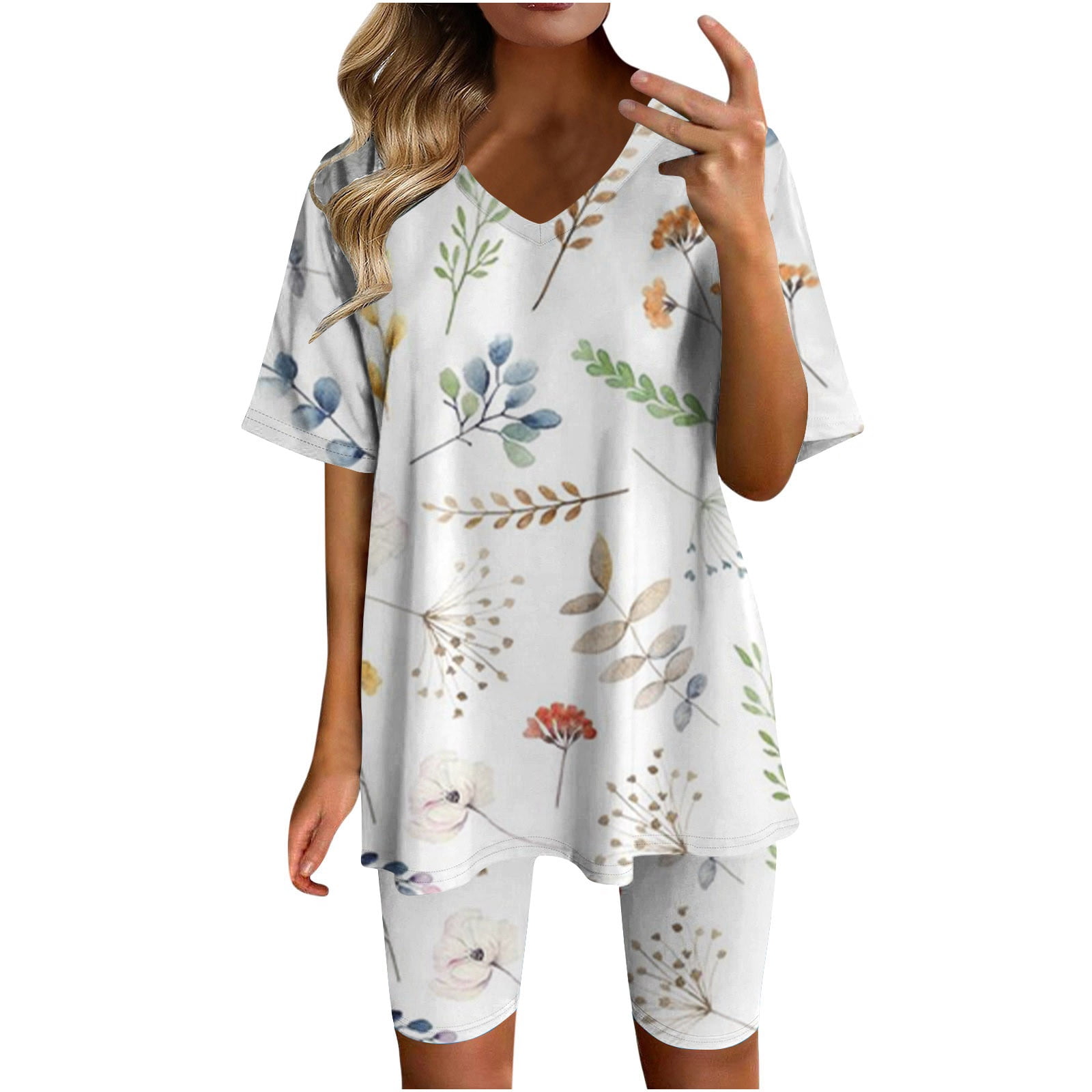 Gaecuw Two Piece Short Set for Women Womens Two Piece Sets Short Sleeve ...