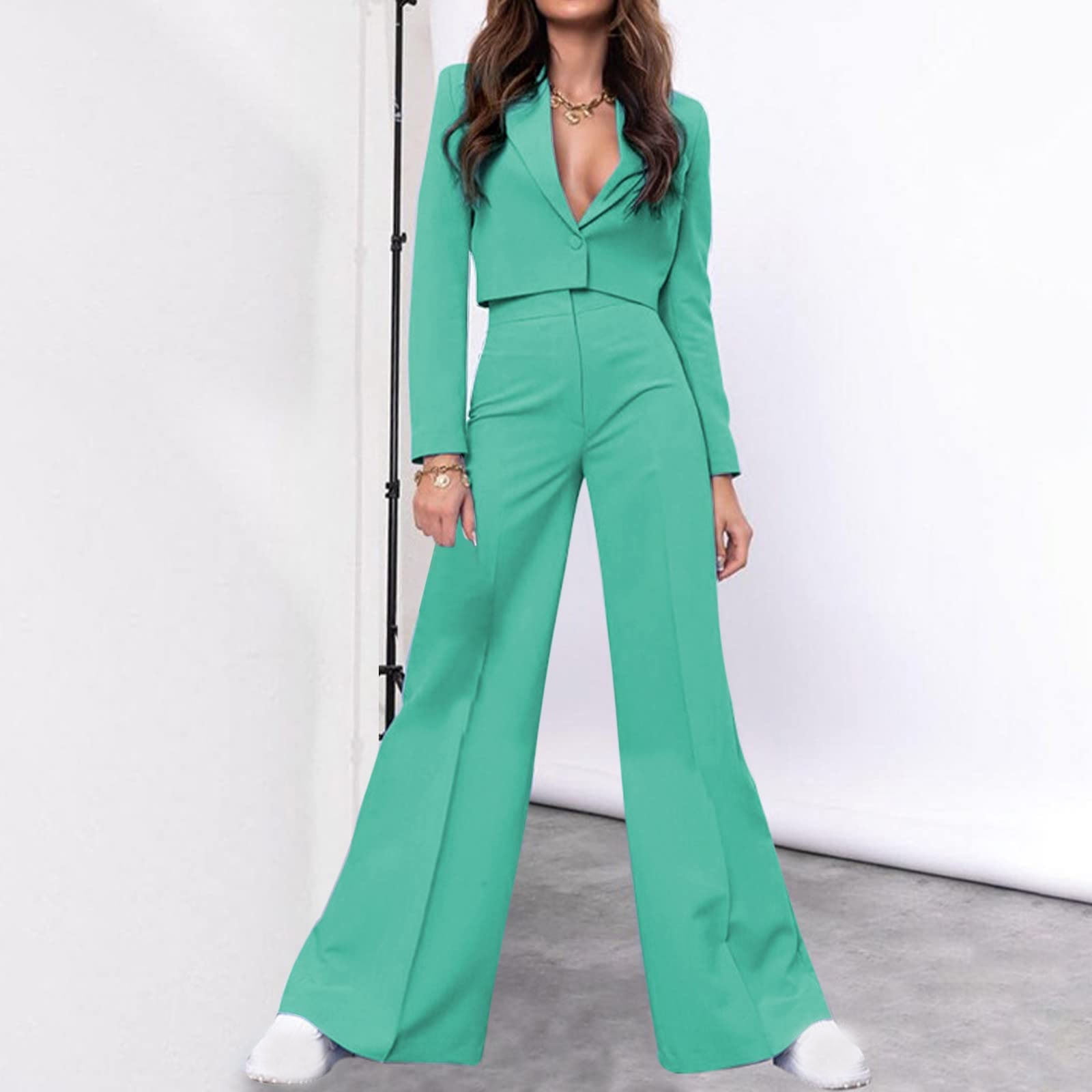 Gaecuw Womens 2 Piece Lounge Sets Wide Leg Fashion Solid Loungerwear ...
