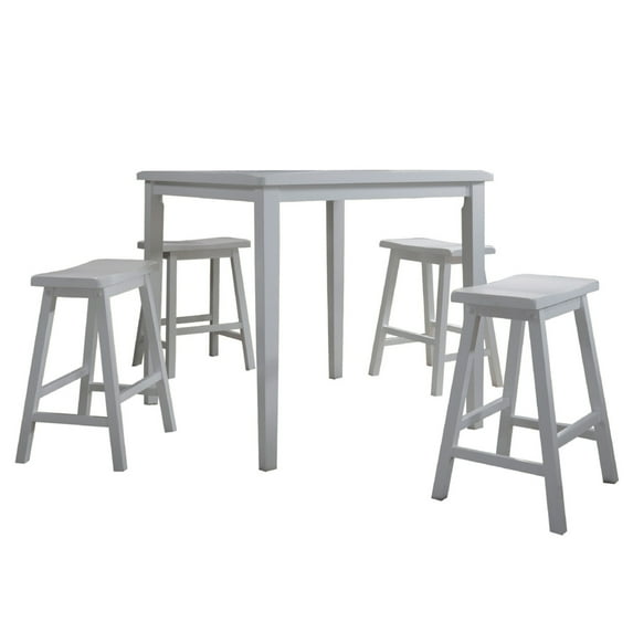 Gael 36 Inch Counter Height Square Dining Table Set 4 Stools Wood White ...