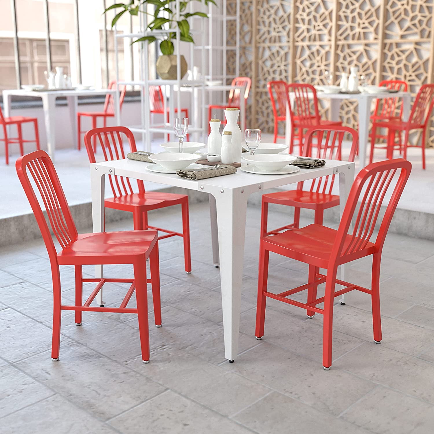 Gael Indoor/Outdoor Modern Metal Dining Chairs, Commercial-Grade ...