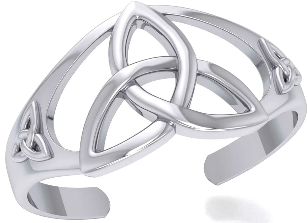 GaelSong 925 Sterling Silver Cuff Bracelet Celtic Triquetra Knot Design ...