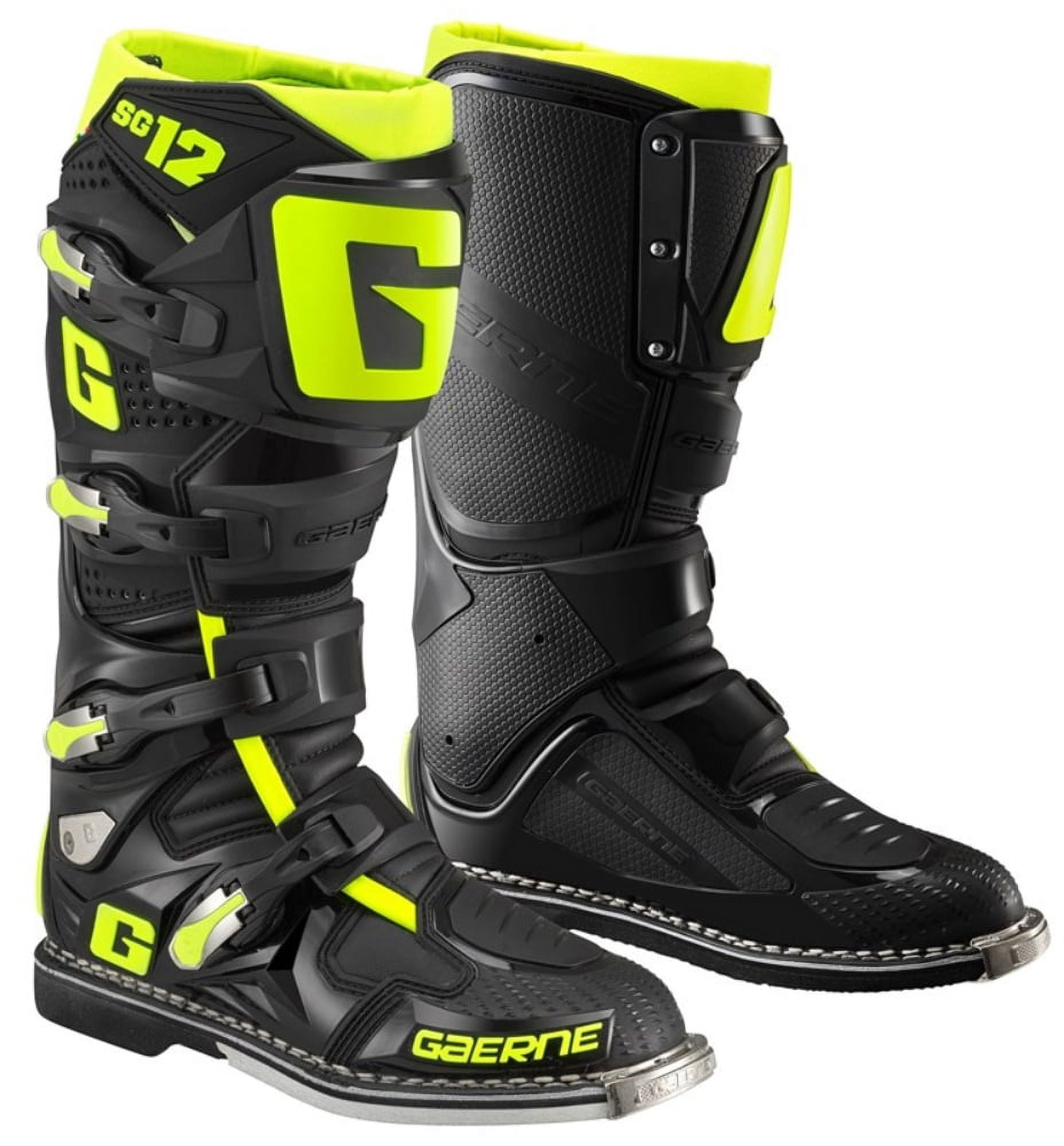 Gaerne SG12 Mens MX Offroad Boots Black/Fluo Yellow 8 USA - Walmart.com