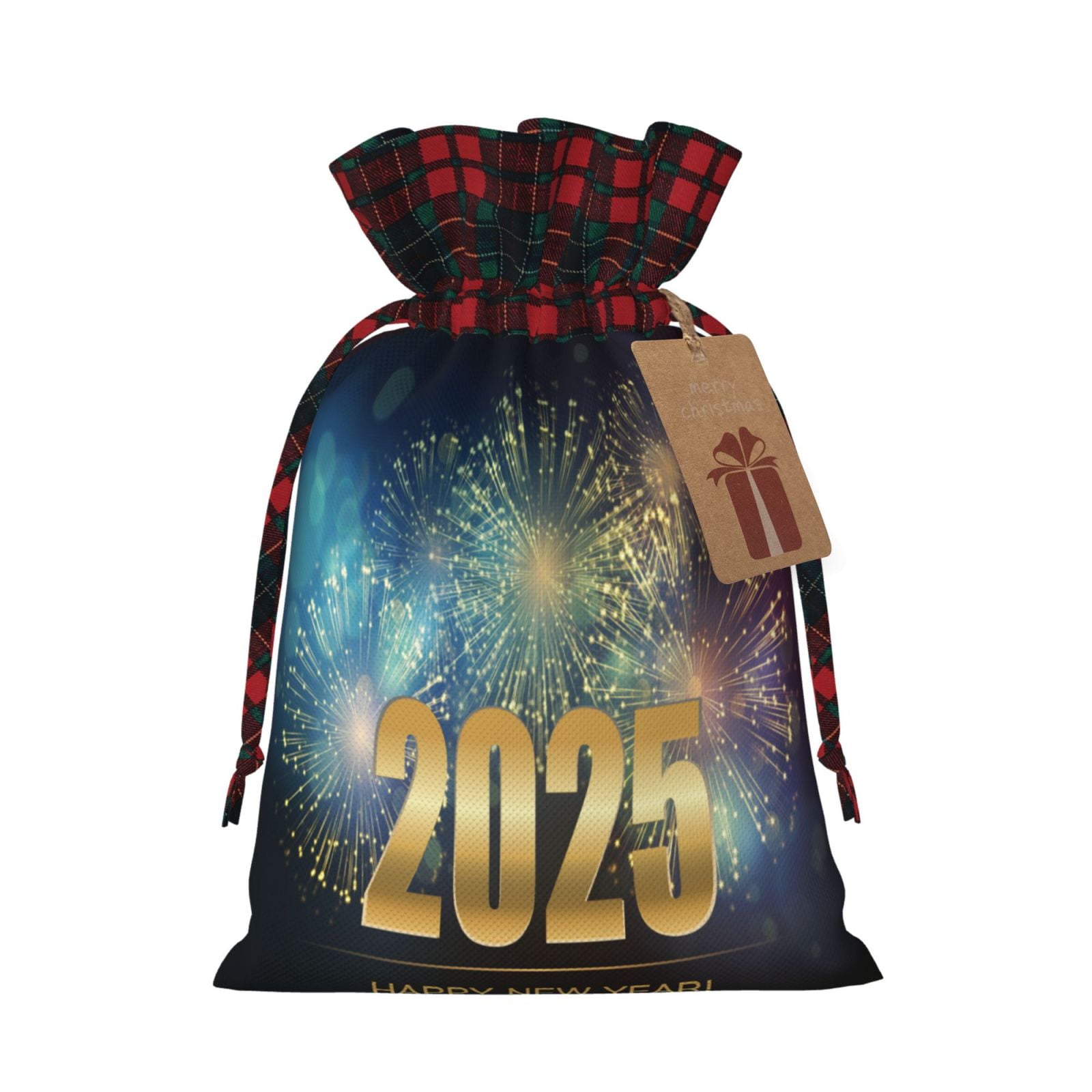 Gaeub 2025 New Year 5 Print Christmas Gift Bag with Drawstrings ...