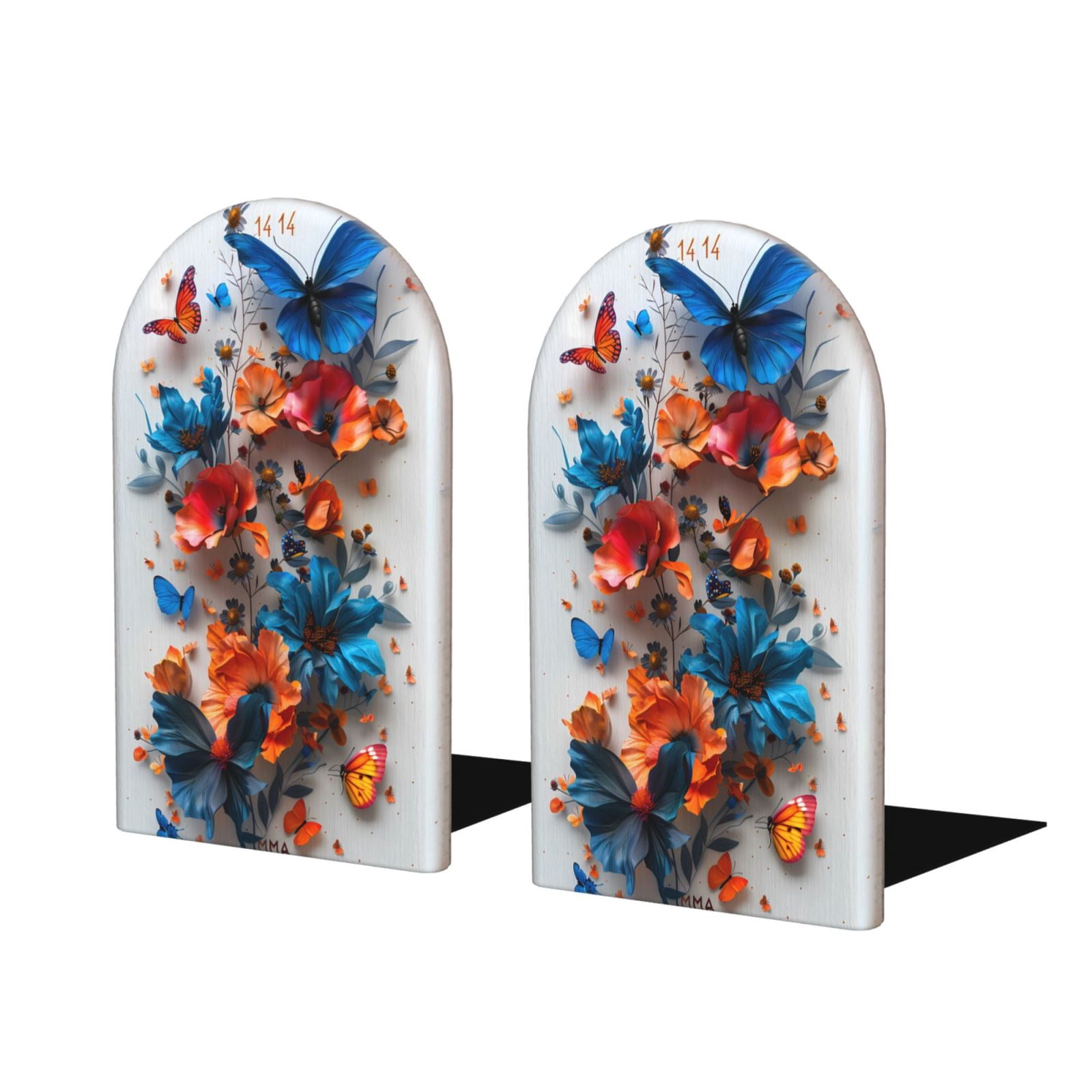 Gaeub 3D Butterfly Wood Bookends, Non-Slip Bookends, Heavy Duty Wooden ...