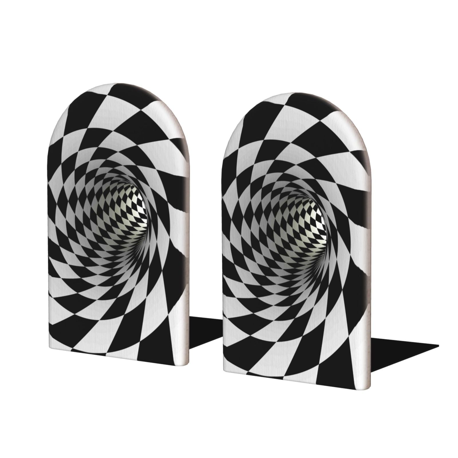 Gaeub 3D Vortex Illusion Wood Bookends, Non-Slip Bookends, Heavy Duty ...