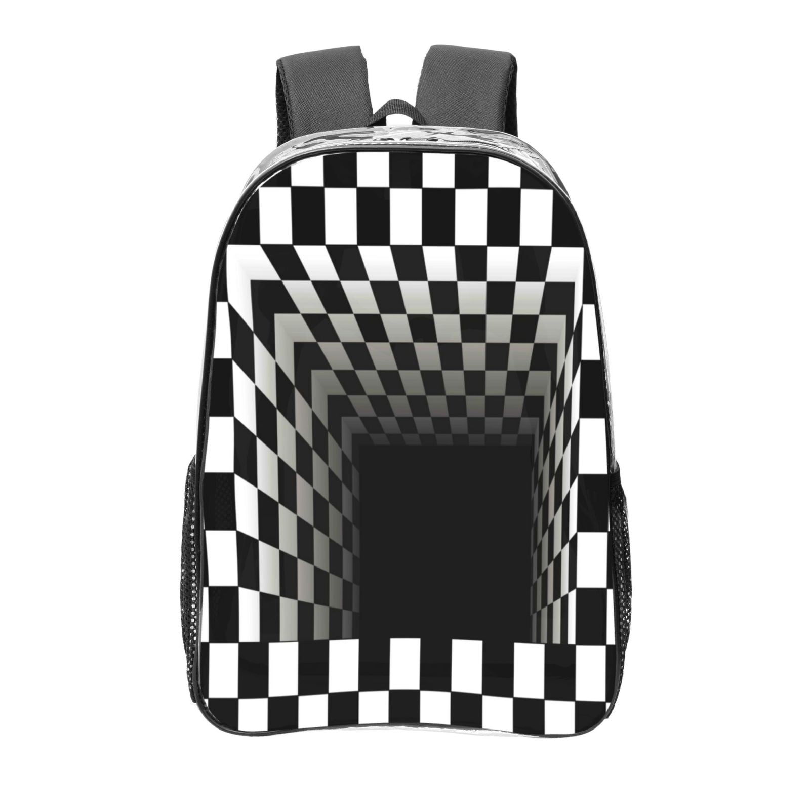 Gaeub 3d Black and White Checkerboard Tunnel Print Clear Backpack ...