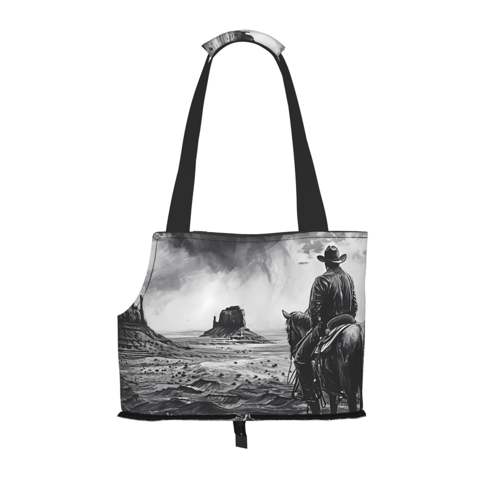 Gaeub 60s Black White Western Cowboy Print Purse Carrier with Safety ...
