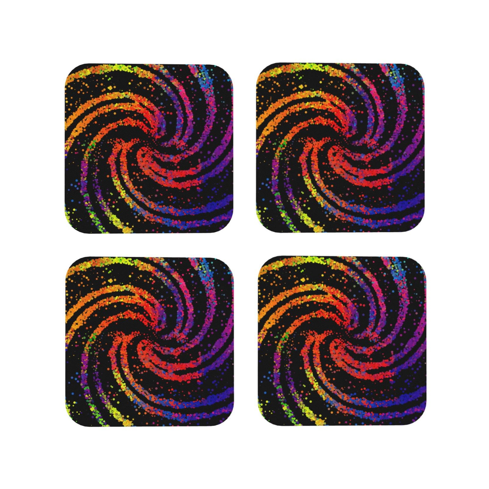 Gaeub A Bright Abstract Print 4 Pcs Leather Coasters for Drinks ,Drink ...