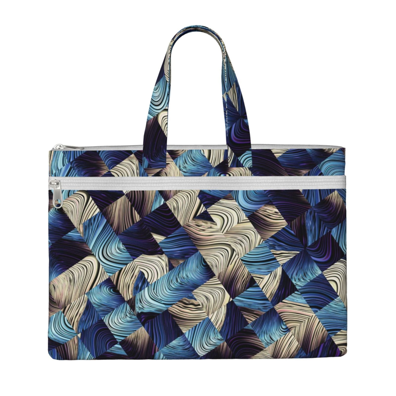 Gaeub Abstract Blue Squares Print Canvas Tote File Bag,Laptop Tote Bag ...