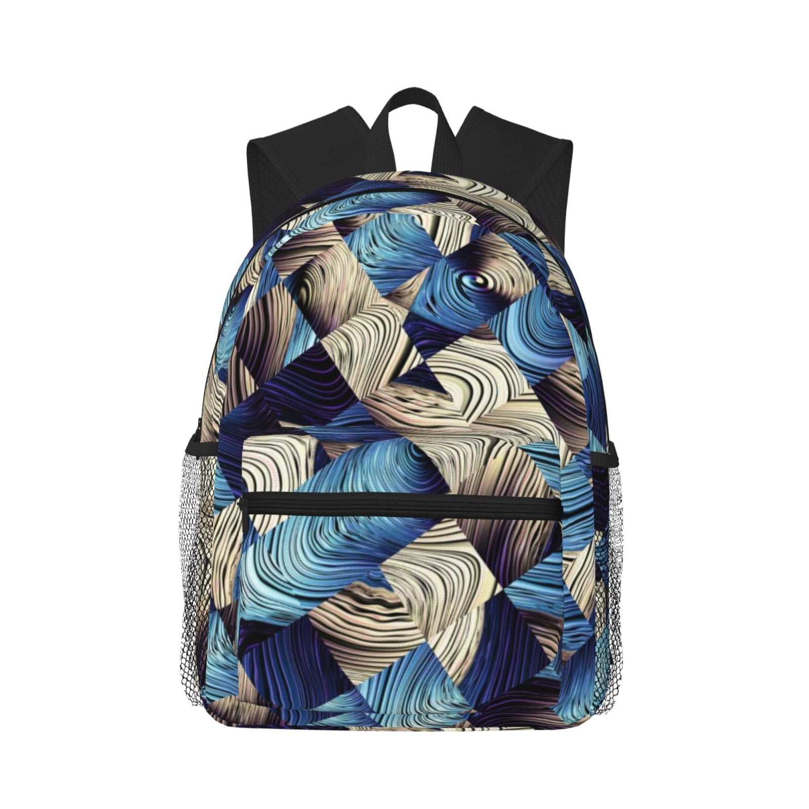 Gaeub Abstract Blue Squares School Backpack Waterproof Bookbag for Men ...