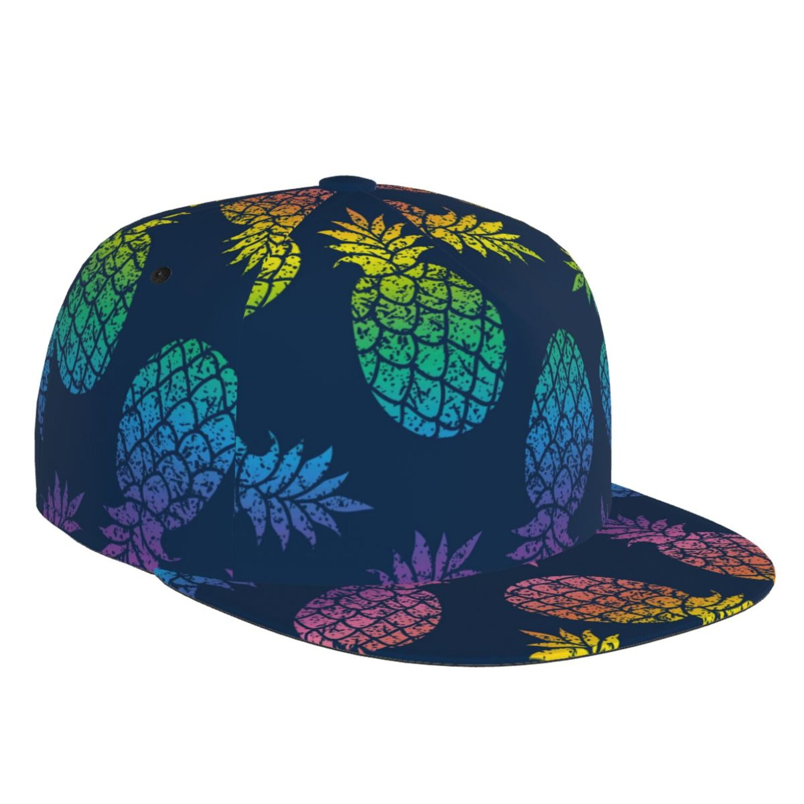 Gaeub Abstract Bright Pineapple Fruit Retro Flat Bill Snapback Hats ...