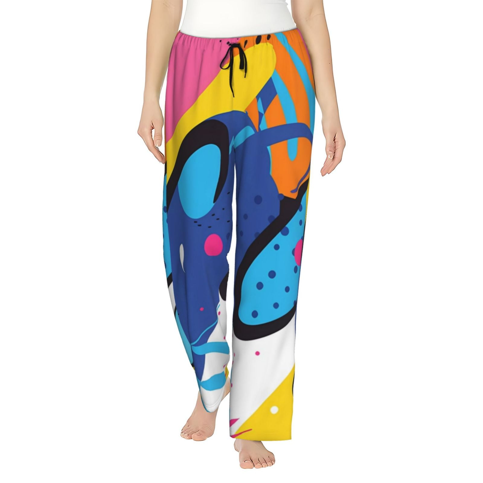 Gaeub Abstract Color Splash Soft Pajama Pants for Women, Wide Leg Comfy ...