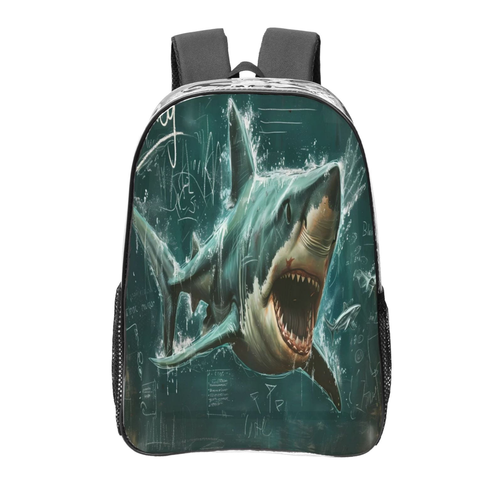 Gaeub Abstract Geometric Shark Print Clear Backpack ,Clear Transparent ...