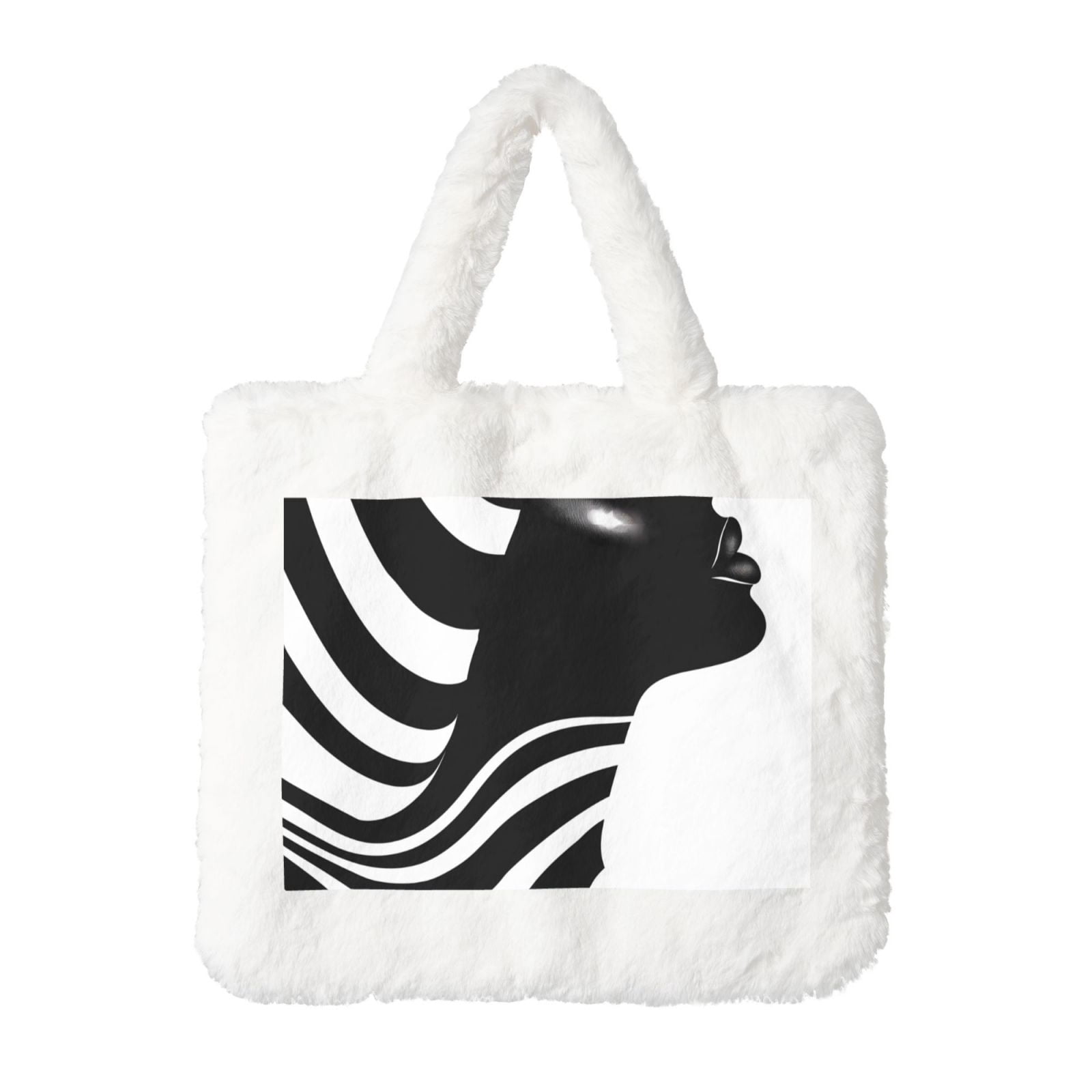 Gaeub Abstract Monochrome Profile Printed Plush Underarm Bag, Ladies ...
