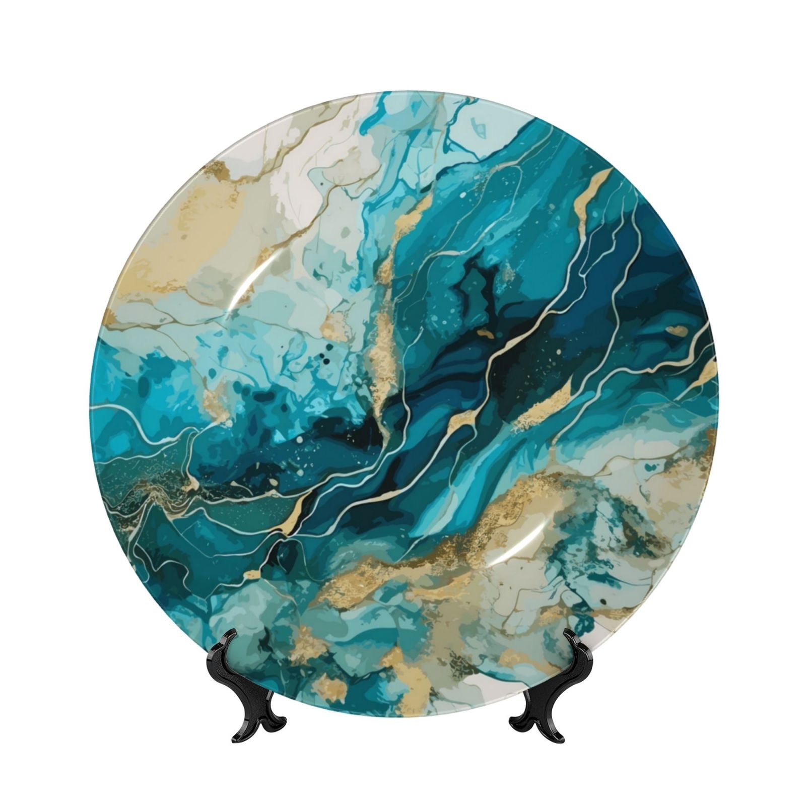 Gaeub Abstract Ocean Currents Print Ceramic Plate,Dinner Plates,Bone ...