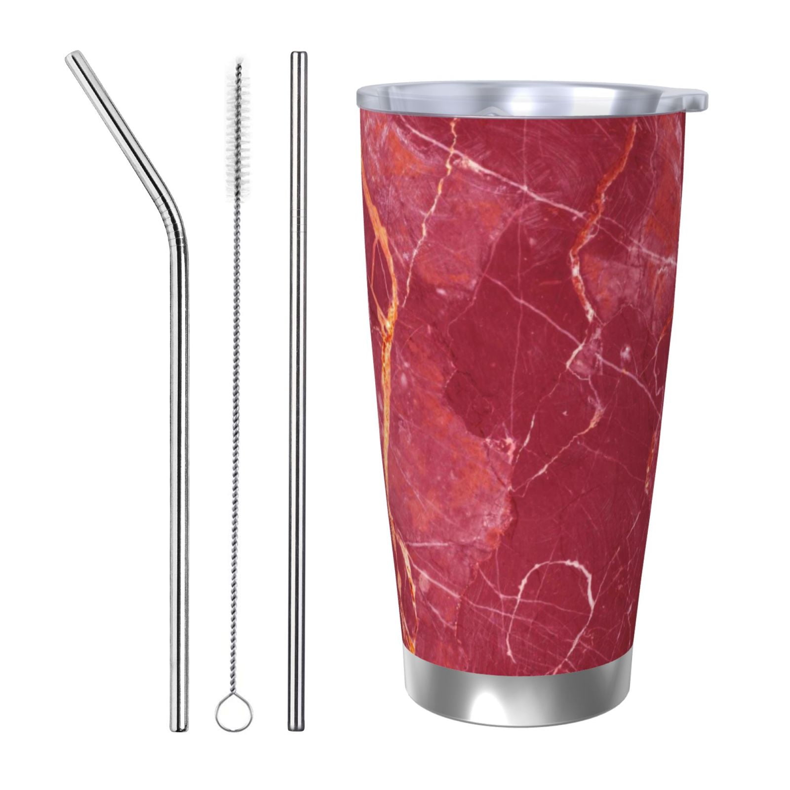 Gaeub Abstract Red Marble Print 20-Ounce Stainless Steel Car Cup ...