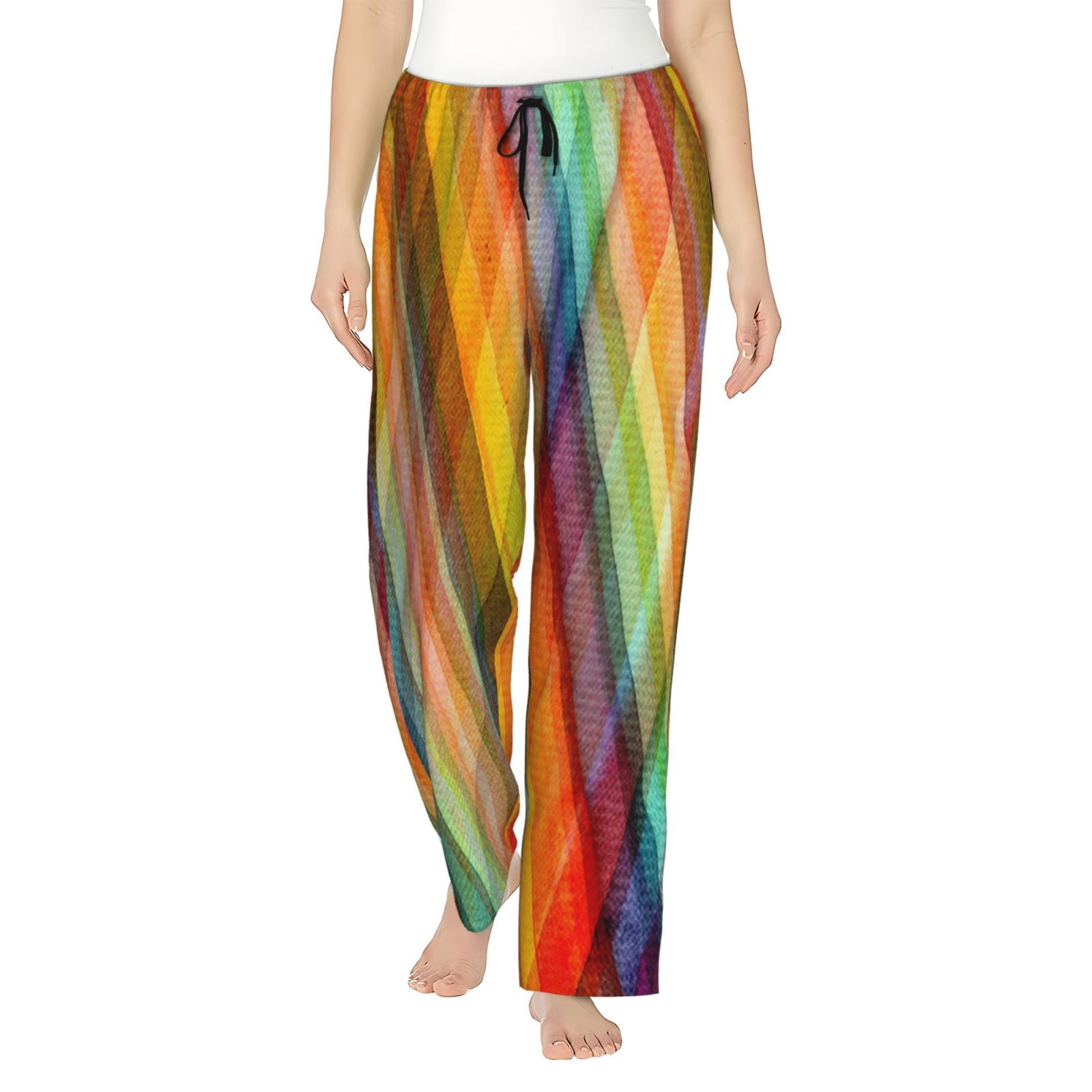 Gaeub Abstract Watercolors Tartan Soft Pajama Pants for Women, Wide Leg ...