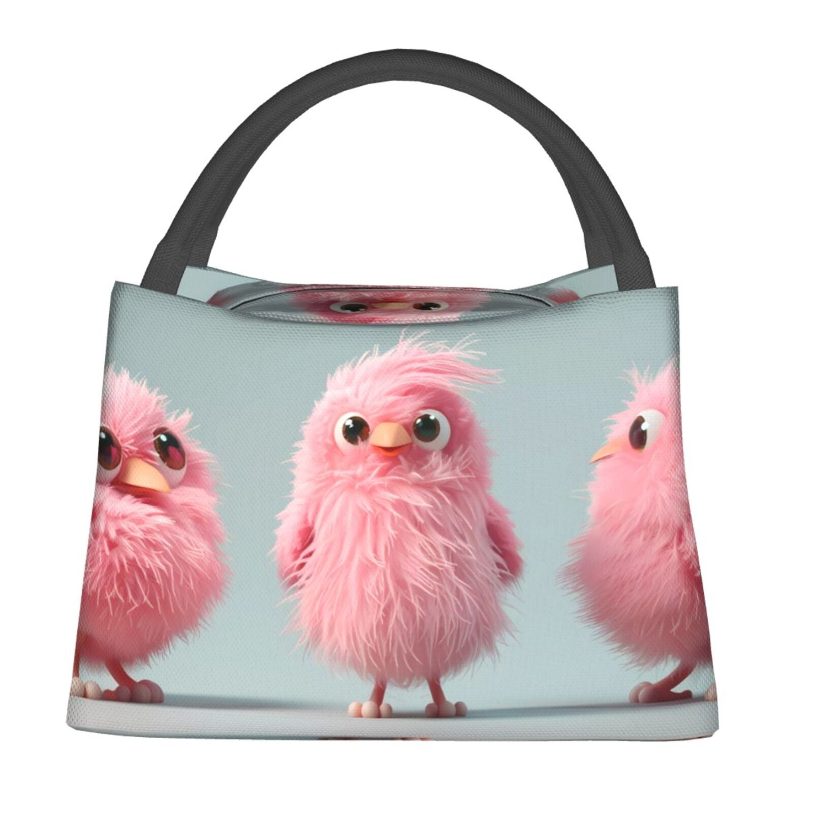 Gaeub Adorable Pink Fluffy Birds Collapsible Cooler Bag Insulated ...