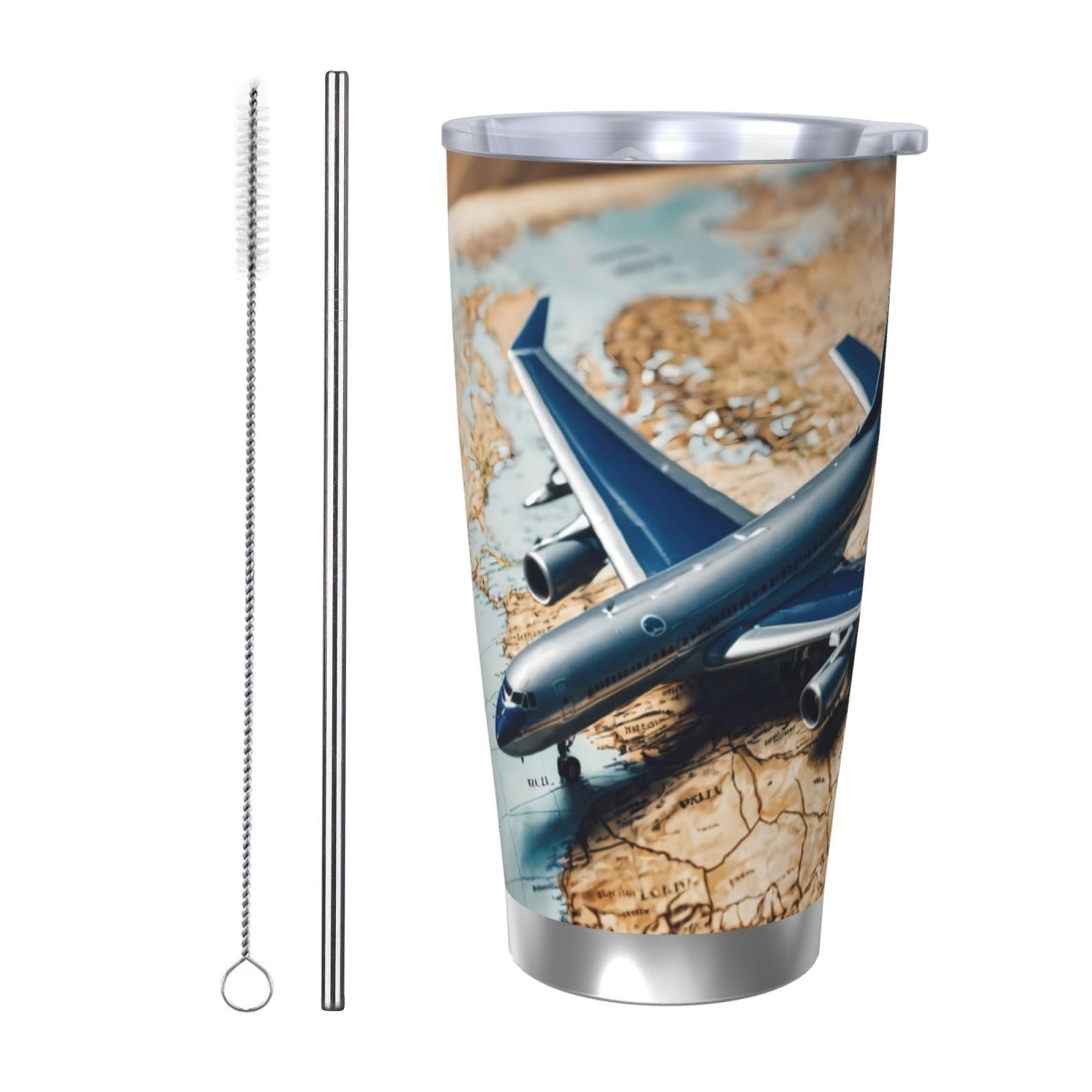 Gaeub Airplane World Map Adventure Print 20-Ounce Stainless Steel Car ...