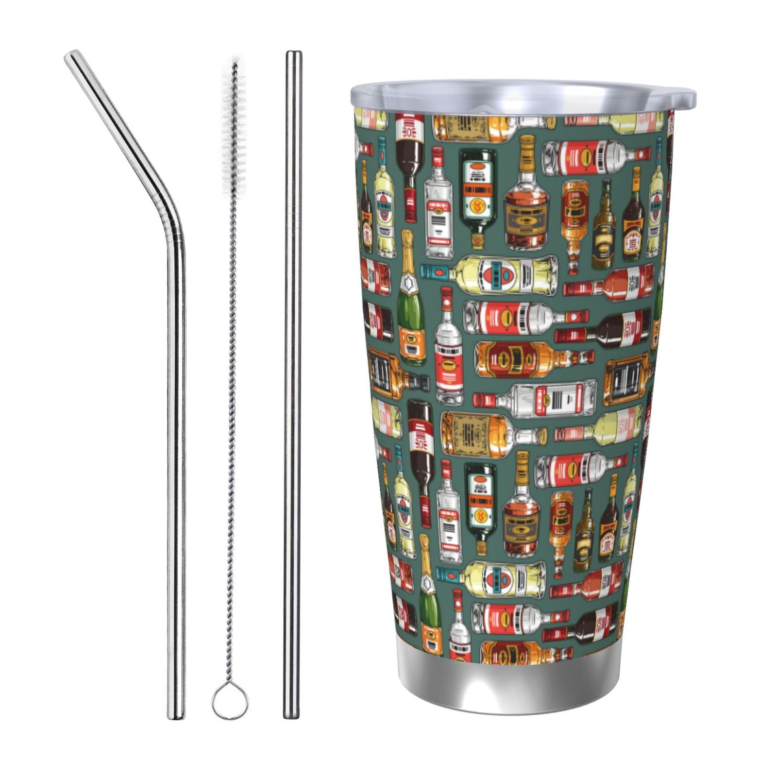 Gaeub Alcohol Bottles Print 20-Ounce Stainless Steel Car Cup,Tumblers ...