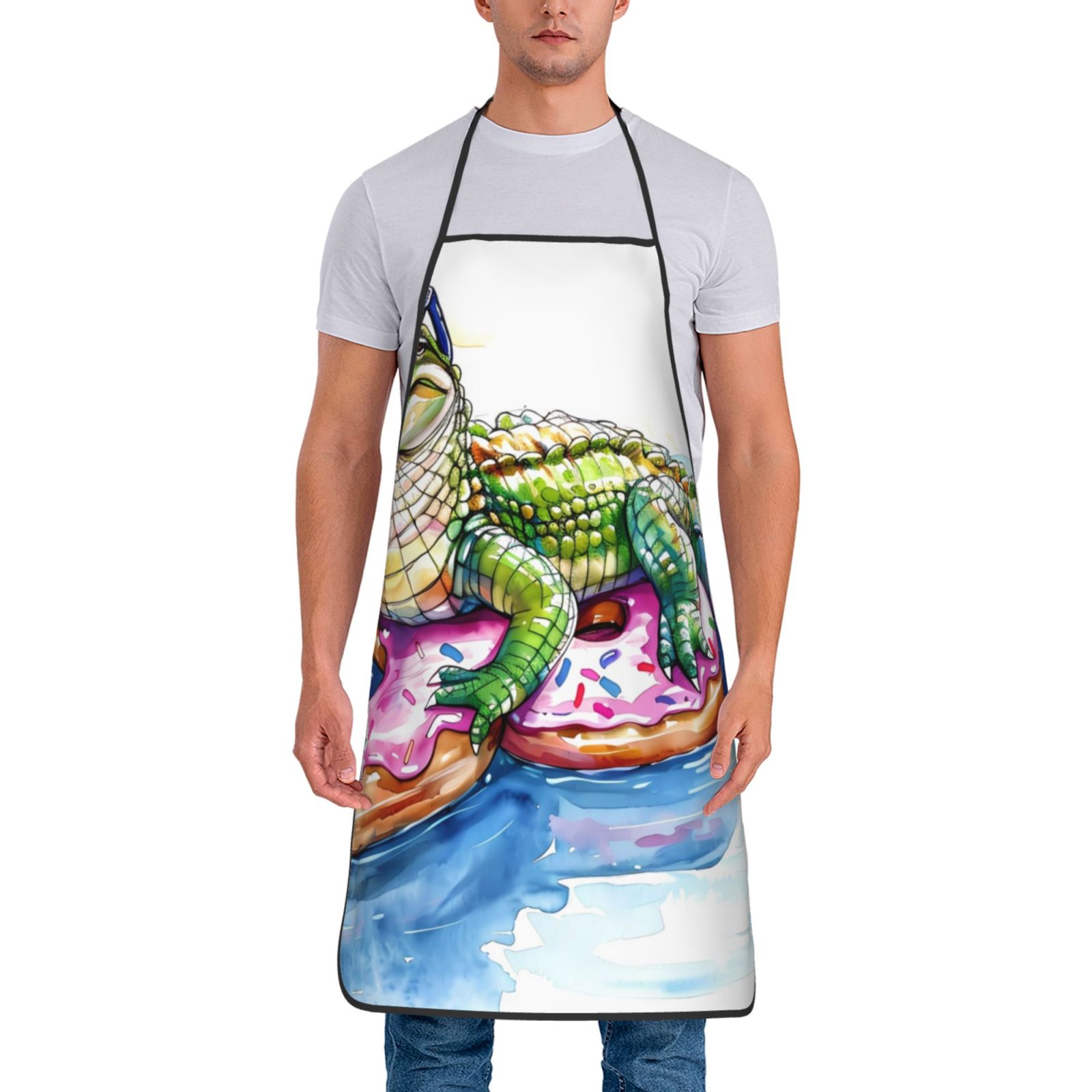 Gaeub Alligator Donut Pool Float Print Apron for Men and Women ...