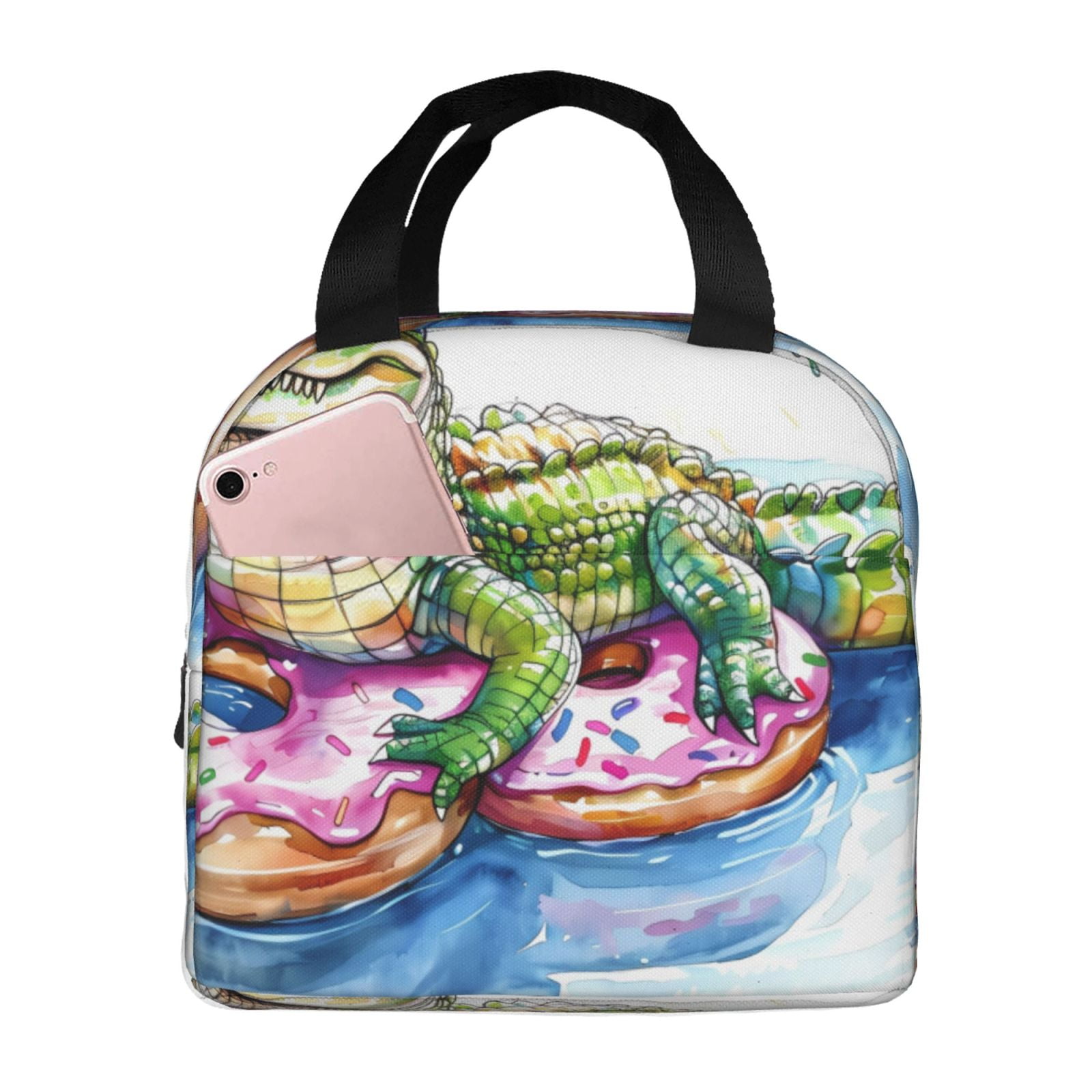 Gaeub Alligator Donut Pool Float Print Lunch Bag Lunch Box for Women ...