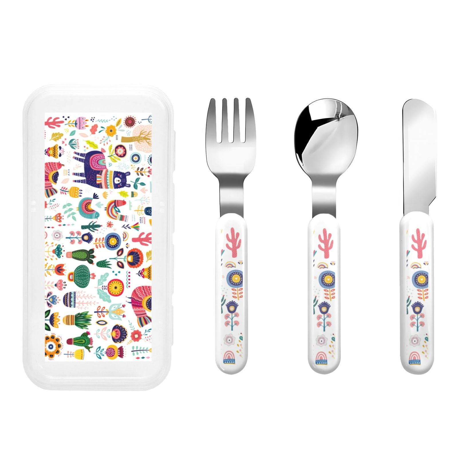 Gaeub Alpaca Flower Print 3-Piece Children Knife Spoon Fork Set ...