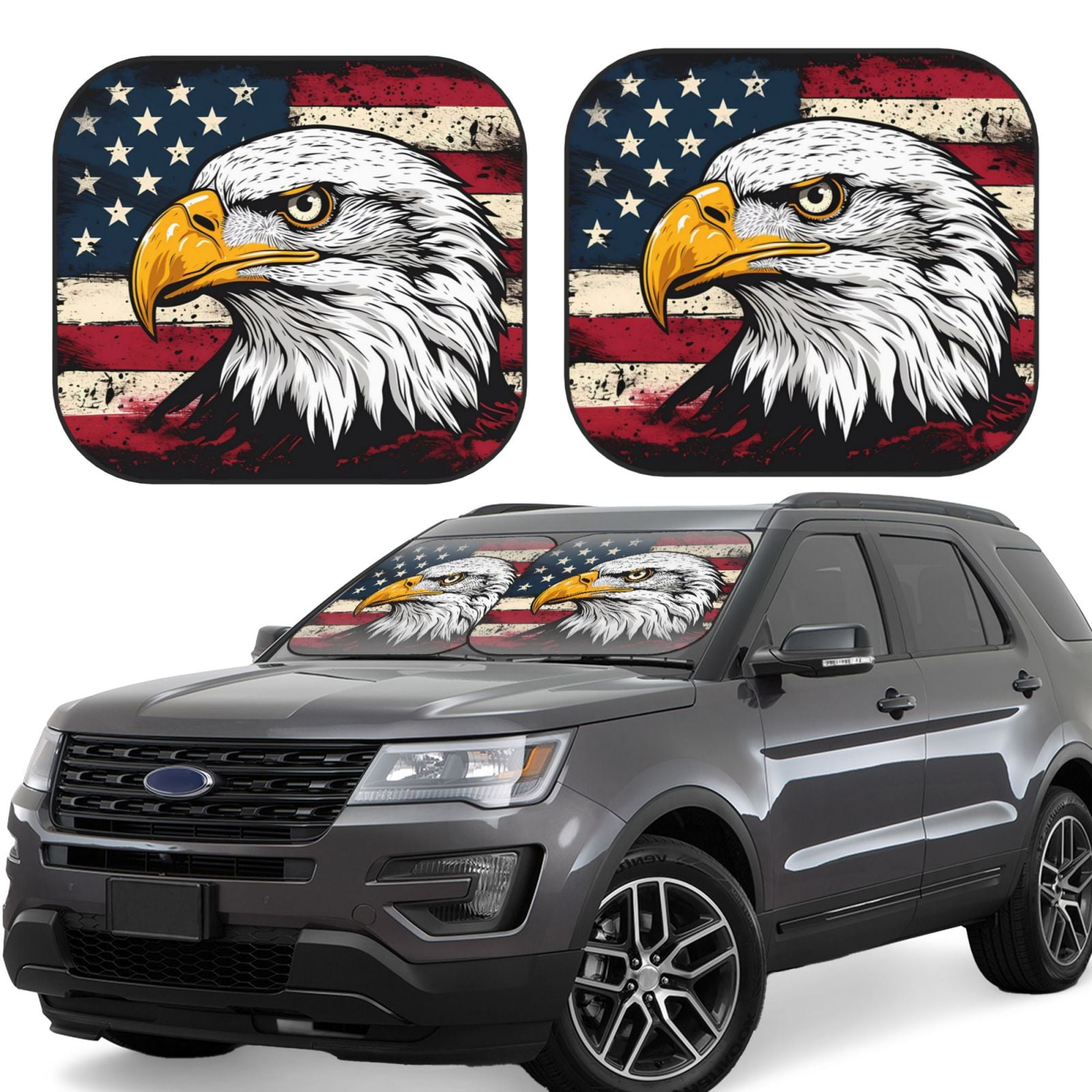 Gaeub American Bald Eagle Print 2-Piece Windshield Sun Shade,Foldable ...