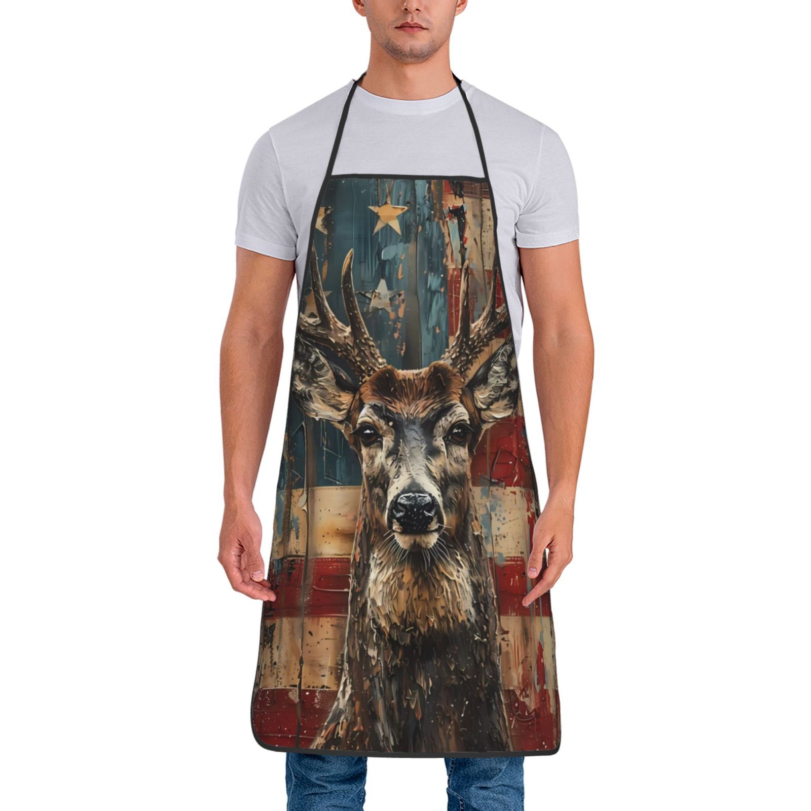 Gaeub American Flag Deer Art Print Apron for Men and Women,Waterproof ...
