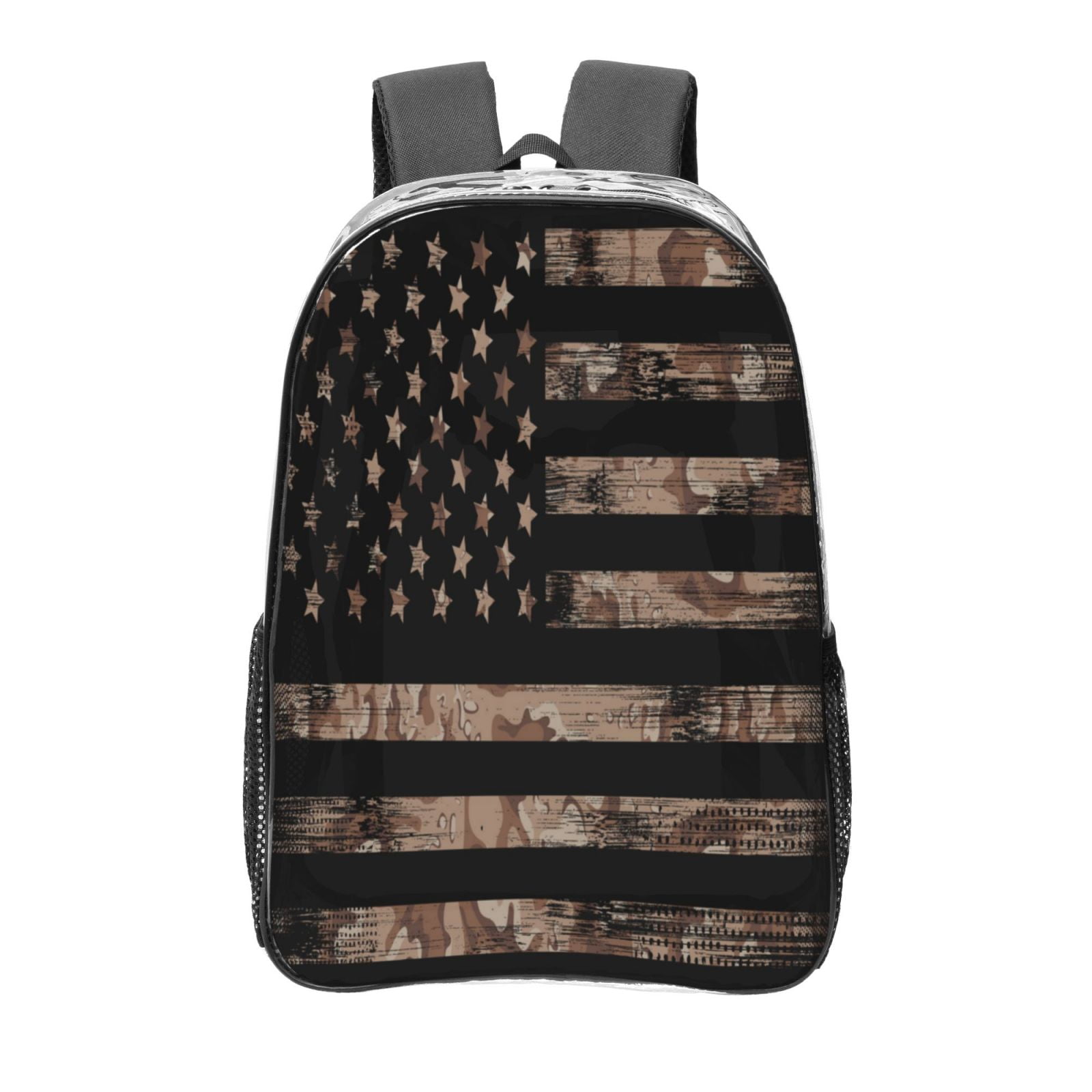 Gaeub American Flag with Desert Camouflage Print Clear Backpack ,Clear ...