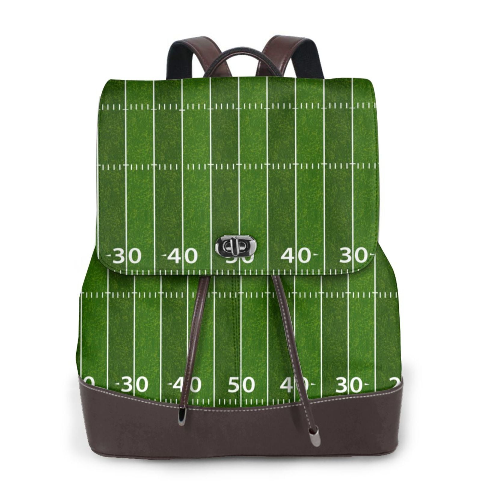 Gaeub American Football Field Print Women's Leather Backpack,Travel ...